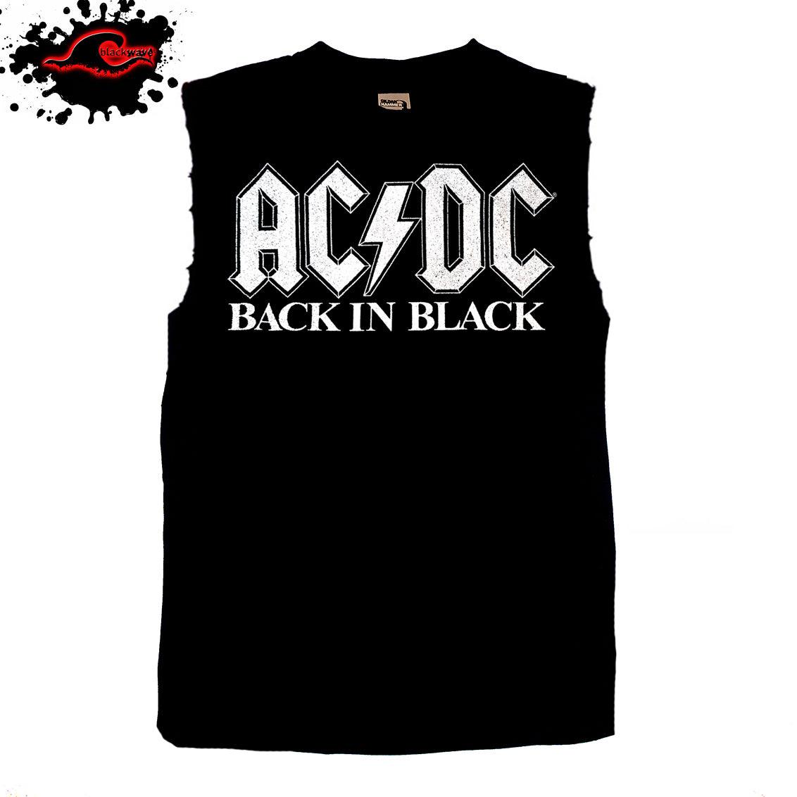 Acdc Back In Black Frayed Cut Modified Singlet
