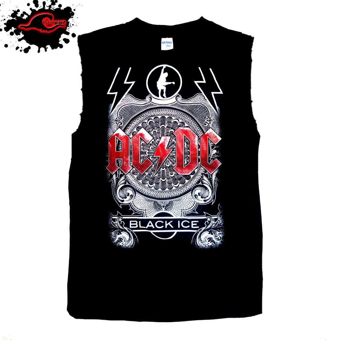 Acdc Black Ice Frayed Cut Modified Singlet